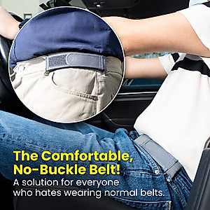 BeltBro Titan Grey 2-Medium No Buckle Elastic Belt For Men — Fits 1.5 Inch Belt Loops, Comfortable and Easy To Use