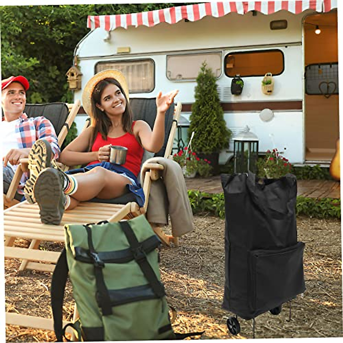 Garneck 2pcs Trolley Tug Bag Portable Wagon Collapsible Hand Truck Stair Climbing Hand Trucks Stair Climbing Grocery Cart Foldable Shopping Cart Trolley Shopping Bag Trolley Laundry Bag