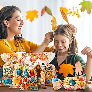 200 Pack Thanksgiving Cellophane Bags Fall Treat Bags with 200 Twist Ties Autumn Pumpkin Maple Leaves Plastic Candy Goodie Bags Fall Harvest Thankful Snack Bags for Thanksgiving Party Favor Supplies