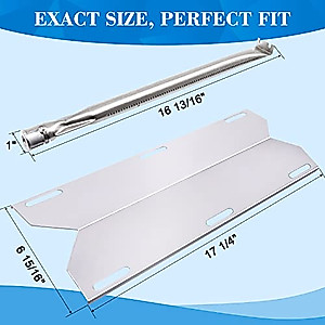 Hipoilk Replacement Parts for Charmglow 720-0036-HD-05 720-0230 Grill Parts for Nexgrill 720-0025 720-0083-04R Sterling Forge 720-0016, Stainless Steel Grill Burner Tube, Heat Plates Tent Shield