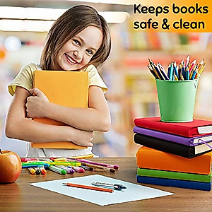 Stretchable Book Covers for Hardcover Books up to 9 x 11 Inches, Ruled Lined Index Card Included, Easy to Put on Stretch Fabric Covers Dustproof Waterproof Windproof,6 Pack