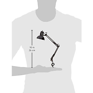 Globe Electric 56963 32" Multi-Joint Desk Lamp, Metal Clamp, Black, On/Off Rotary Switch on Shade, Partially Adjustable Swing Arm, Home Office Accessories, Lamp for Bedroom, Home Improvement