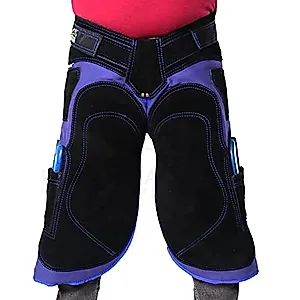 Equine Care Farrier Apron Chap Back Support - Cowhide Suede Leather, 4 Knife Pocket, 2 Nail Magnets, Adjustable Velcro Buckle - 25 inches/65cm