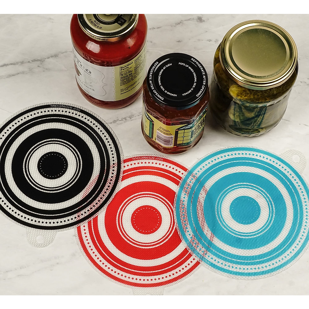 RSVP International Silicone Multi-Purpose Kitchen Tool Jar Opener/Non Skid Pad for Mixing Bowls, 6.5" Round, Black