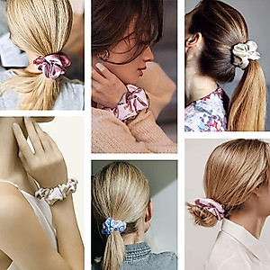 DelTeck Luxurious Silk Scrunchies, 100% Real 25 Momme Silk Hair Scrunchies, No Crease & Protect Hair Premium Scrunchies, Silk Hair Ties, Sleep and Night Scrunchie (Top Grade Mulberry Silk)