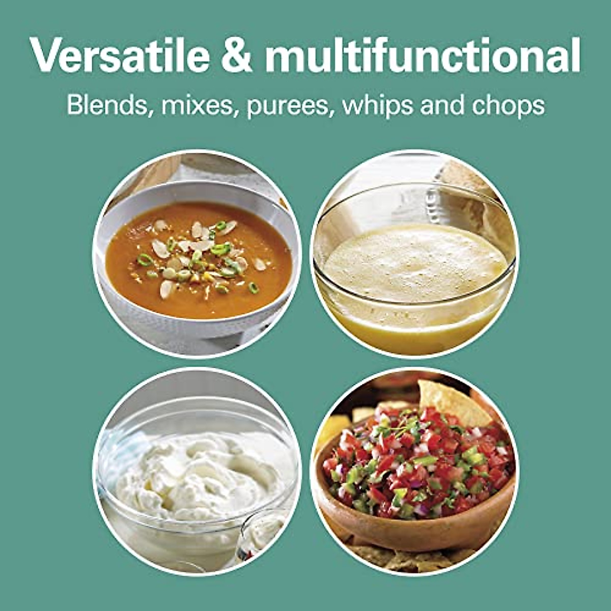 Hamilton Beach 59765 Immersion Hand Blender, 3-Piece, Silver and Stainless Steel & Wave Crusher Blender, Stainless Steel (54221)