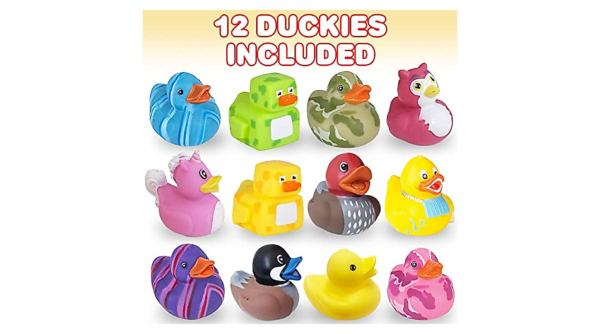 Fun Rubber Duckies Pack for Kids - 12 Assorted Toys