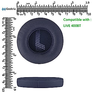 Geekria QuickFit Protein Leather Replacement Ear Pads for JBL Live 400BT Headphones Earpads, Headset Ear Cushion Repair Parts (Blue)