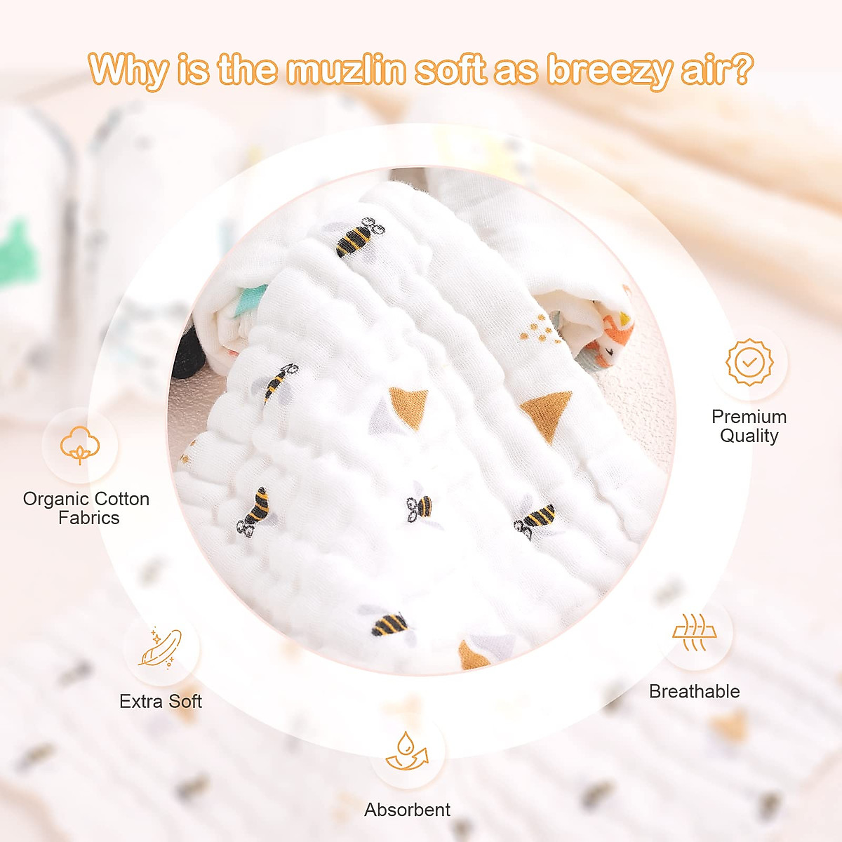 Verster Muslin Burp Cloths 5 Pack, 11.8x11.8”, Colorful Burp Cloths Baby Girl, Burp Cloths Baby Boy, Burping Cloths for Babies, Burp Cloths, Muslin Washcloths, Burp Clothes