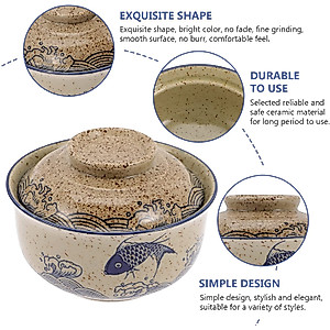 OIDESA Big Ramen Bowl Japanese Noodle Bowls with Lid Large Ceramic Bowl with Lid and for Soup Rice Noodle and Porridge Microwave Oven Safety 6. 5inch