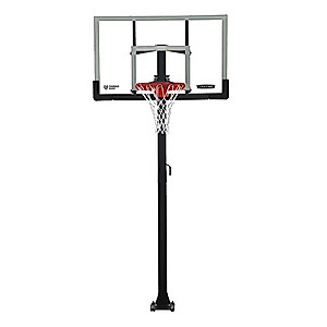 Lifetime Crank Adjust In Ground Basketball Tempered Glass Backboard, 54", Clear and Spalding Street Outdoor Basketball 29.5"