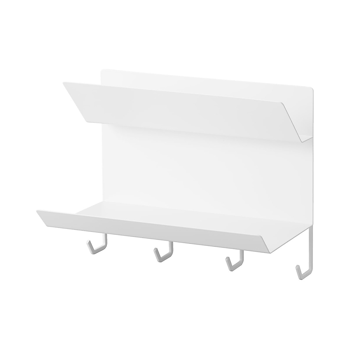 Yamazaki Home Tower Magnetic 2-Tier Entryway Organizer - Storage for Gloves and Hats with Hooks for Keys and Bags - Steel