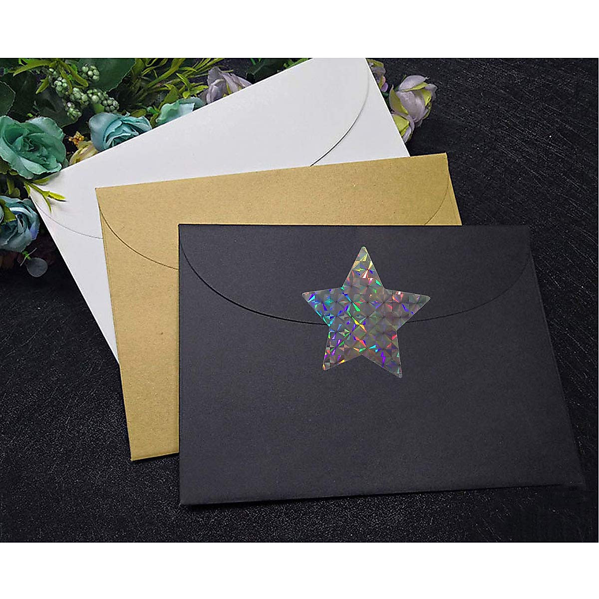 Glitter Foil Metallic Star Stickers Labels,Christmas Metallic Silver Star Stickers Self-Adhesive Scrapbooking Party Favors Teacher Supplies,DIY Decoration for Party, Kids, Office (500pcs/roll)