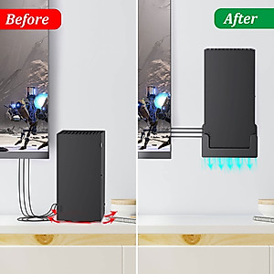 PlusAcc Wall Mount for Xbox Series X - Hanging Wall Stand Shelf Holder for Xbox X Gaming Console, Vertical Bracket Accessories with Cooling Ventilation Design, Open Port Access (Black)