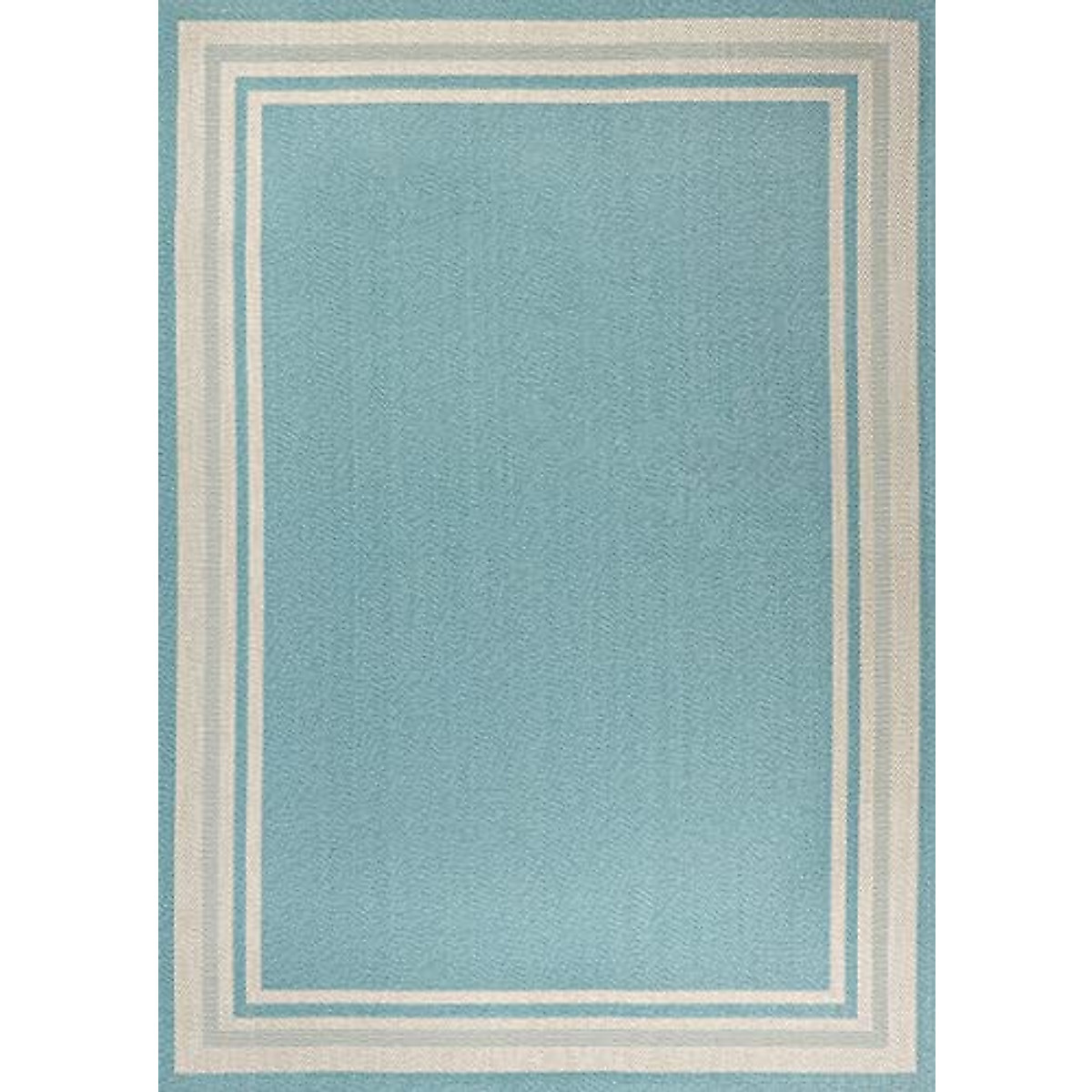 JONATHAN Y SMB201B-5 James Modern Border Stripe Indoor Outdoor Farmhouse Transitional Area Rug,High Traffic,Kitchen,Living Room,Backyard,Non Shedding,5 X 8,Aqua/Beige