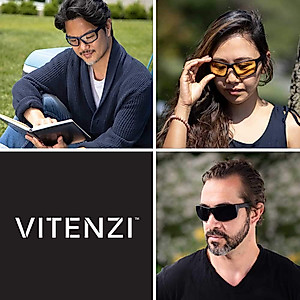 VITENZI Bifocal Safety Glasses with Readers Wrap Around Sport Magnifying Safety Reading Protective Goggles Palermo in Black 1.50