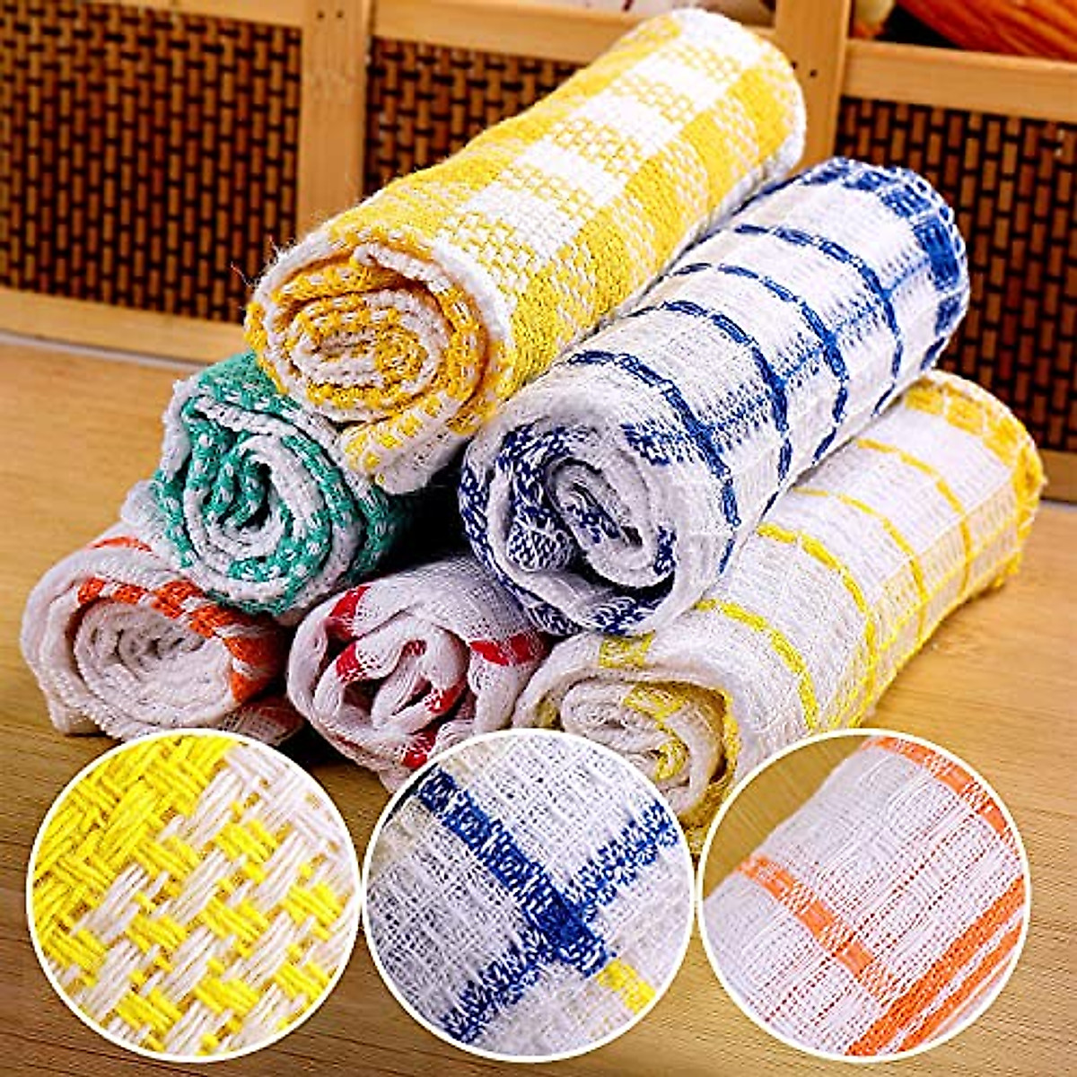 Patelai 12 Pieces Kitchen Dish Cloths for Washing Cleaning Absorbent Dish Rags Drying Dish Towels for Scrubbing Wipe Glass Home and Household Supplies, 3 Styles