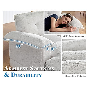 AMERLIFE Modular L Shaped Couch, Oversized Sectional Couch- Double Layer Seat Cushions, 3 Seats Comfy Couches for Living Room, Beige Chenille