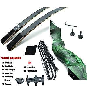 Black Hunter Archery Recurve Bow 60" Right Hand Hunting Takedown Bow Set 20-60 lbs Adults Archery Suitable for Practice Competition