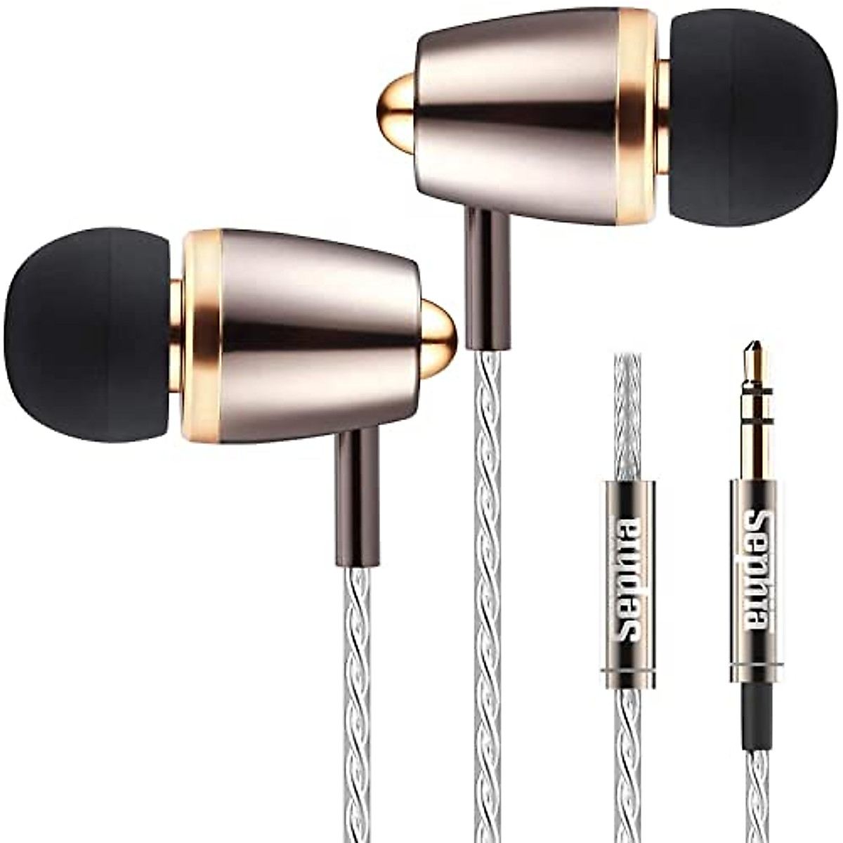 sephia SP1020 Earbuds in Ear Headphones Wired Earphones with Tangle Free Cord Case HD Bass Noise Isolating Ear Buds 3.5 mm Plug