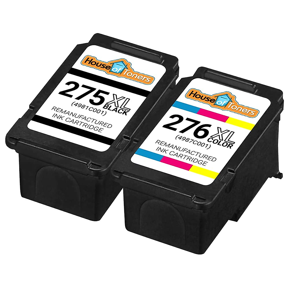 Houseoftoners Remanufactured Canon Pg-275 & 276XL Black Ink Cartridge Replacement, High Yield 275 & 276xl Ink Cartridge for PIXMA TR4720, TR4722, TS3520, TS3522-2 Pack (Black, Color)