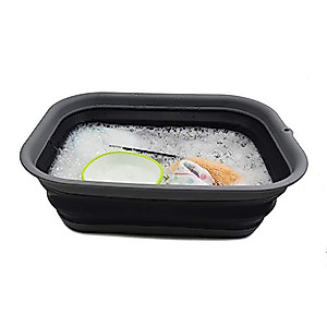 SAMMART 12L (3.17 Gallon) Collapsible Tub - Foldable Dish Tub - Portable Washing Basin - Space Saving Plastic Washtub (1, Grey/Black)