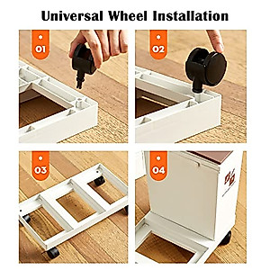 Sequpr Kitchen Trash Can with Lid can Slide 40l(20l+20l), 2 x 5.28 Gal Garbage Can for Kitchen Outdoor, Double Trash Cabinet Cans Bin with Holder, Plastic Storage Recycling Bins, White