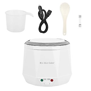 Omabeta 1.6L Mini Portable Multi-function Electric Rice Cooker 12V Car Rice Cooker Travel Rice Cooker, Cooking Heating and Keeping Warm Function, for Truck RV Cooking Soup Porridge and Rice