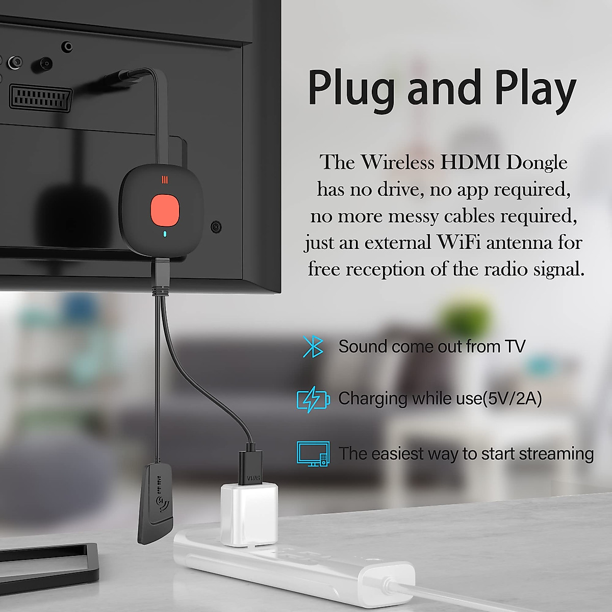 Wireless HDMI Display Adapter, 4K WiFi HDMI Wireless Dongle Streaming YouTube & Neflix Multimedia Movies, Suitable for iPhone/iPad/Android/iOS/Window/Mac OS/PC/Tablet to TV/Monitor/Projector
