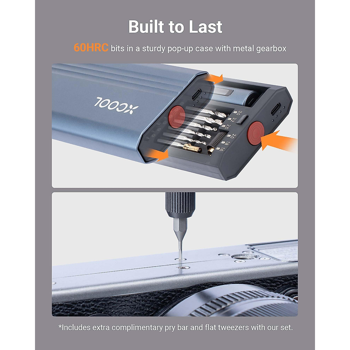 XCOOL Mini Electric Screwdriver Set with Drill Bits, 52-in-1 400RPM 5 Torque Settings Electric Precision Screwdriver, 48 Magnetic Bits, Pry Bar, Led, Tweezer, Electric Precision Screwdriver Kit for Pc