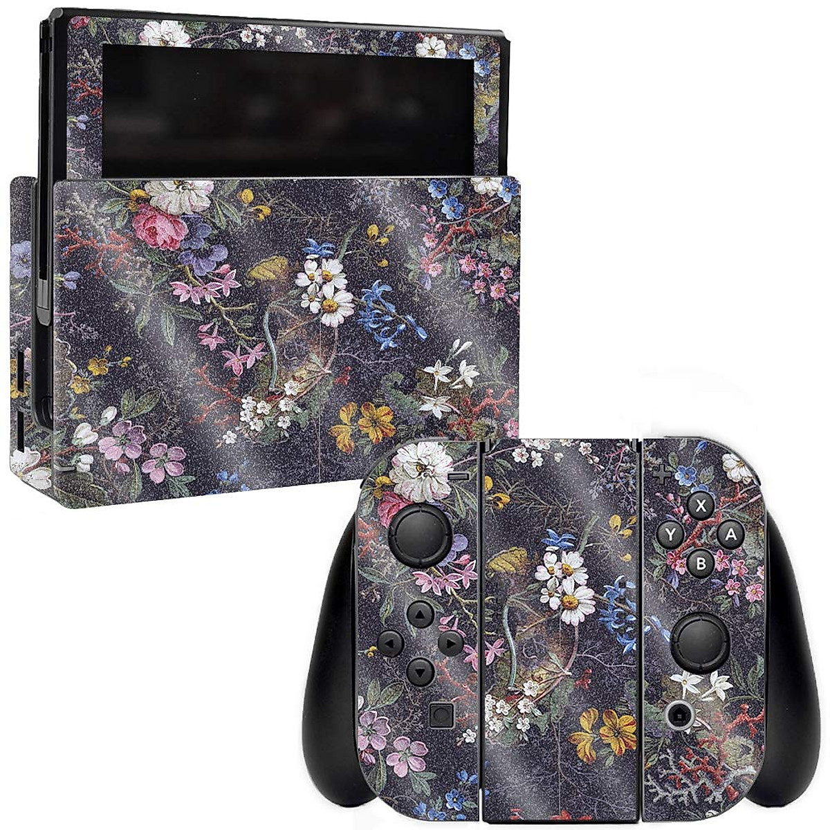 MightySkins Glossy Glitter Skin for Nintendo Switch - Midnight Blossom | Protective, Durable High-Gloss Glitter Finish | Easy to Apply, Remove, and Change Styles | Made in The USA