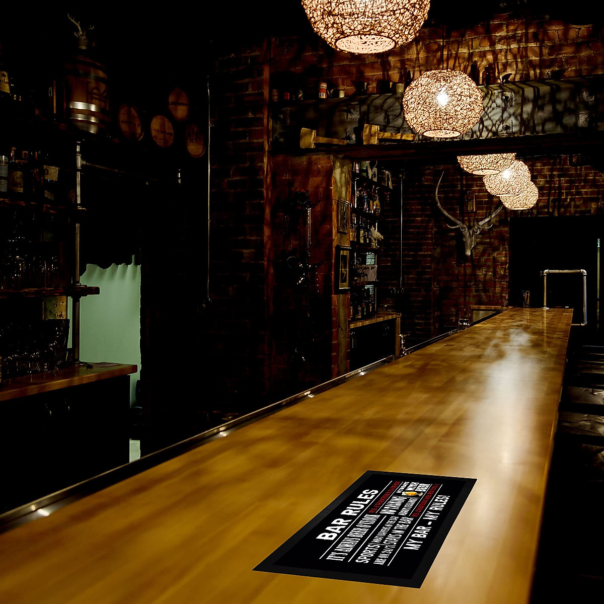 Bang Tidy Clothing Bar Runner Mat - Novelty Home Pub Bar - Funny Drink Beer Gifts for Men Women - Bar Rules