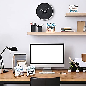 4 Pieces Inspirational Quotes Desk Decor Wood Block Plaque Positive Wooden Table Signs Decorative Wood Table Sign Centerpiece for Women Desk Office Decor Party Table Accessories(Stylish Style)