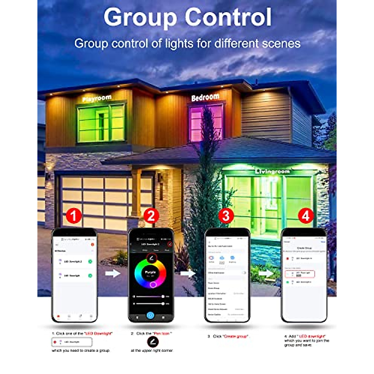 Lightdot Smart LED Recessed Lighting 4 inch, 9W 1000LM Dimmable Retrofit LED Can Lights Color Changing Ceiling Downlight WiFi App Control LED Recessed Lights Work (4 Pack)