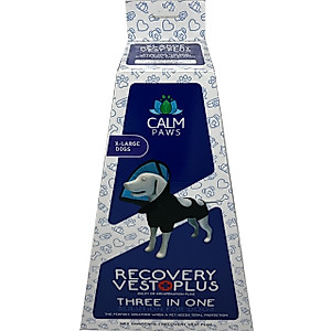 Calm Paws Recovery Vest Plus w Detachable Collar (XLarge)