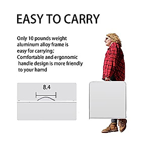 Moosinily Folding Camping Table, 4 Ft Aluminum Folding Table, Picnic tablee with Handle, Adjustable Portable Camp Table for Picnic, BBQ, Party, Beach/White