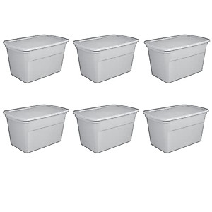 Sterilite 30 Gallon 17366A06 30 Gallon/114 Liter Tote, Cement, 6-Pack