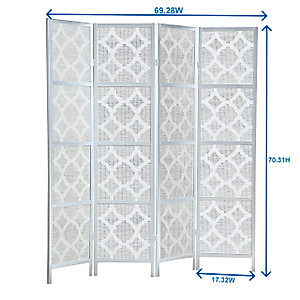 NicBex Room Divider 4 Panel Room Dividers with Quarterfoil Diamond Design Partition Room Dividers and Folding Privacy Screens Wall Divider for Home, Room Separation,69.28"W x 17.32"D x 70.31"H, Gold