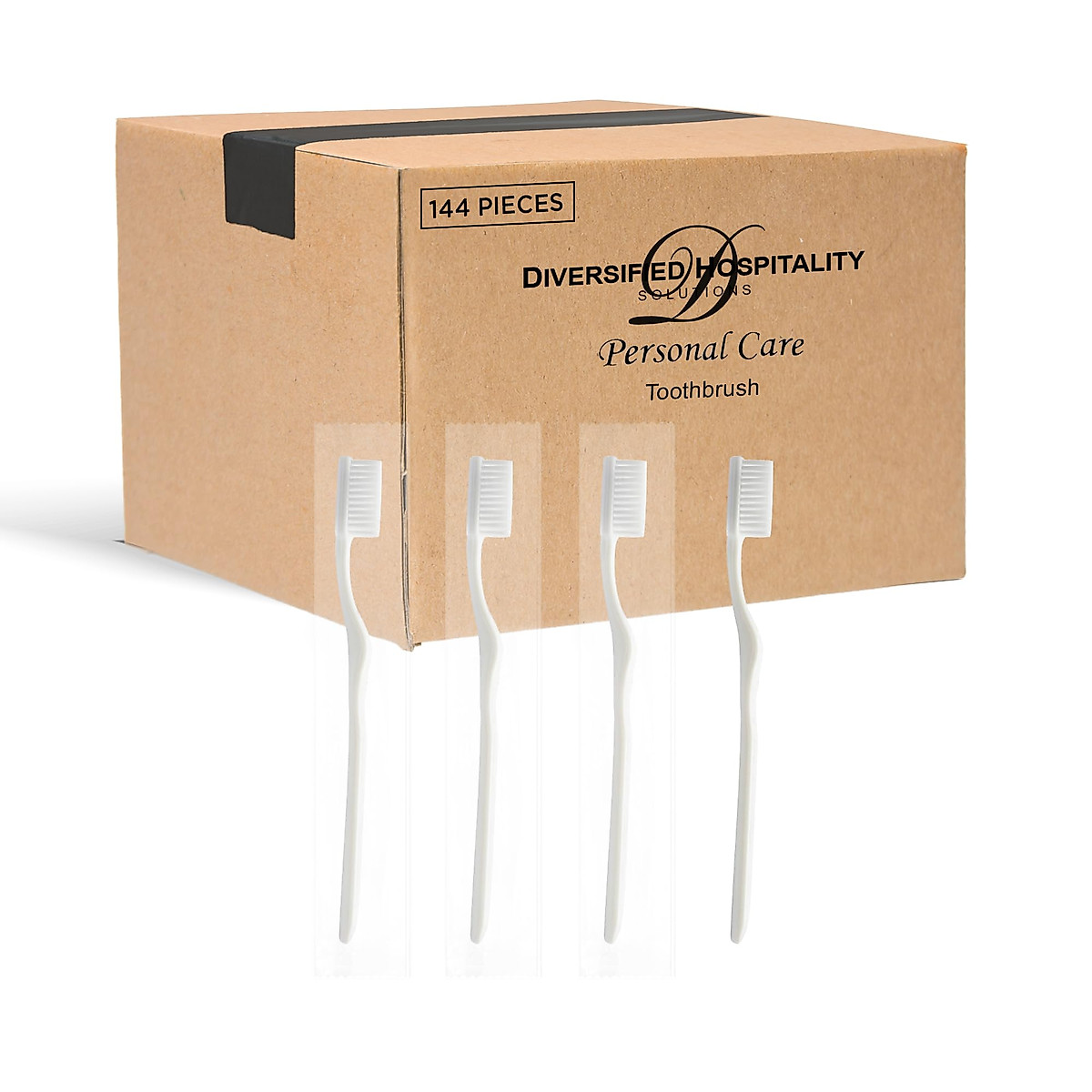 Diversified Hospitality 144 Pack Individually Wrapped Disposable Toothbrush | Bulk Travel Toothbrushes | Disposable Manual Tooth Brush for Hotels Guest Rooms, White