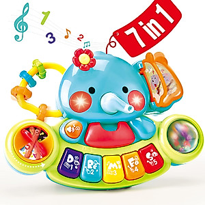 Baby Toys 6 to 12 Months Infant Piano Toys 6 9 12 18-Month-Old Baby Elephant Toys Musical Light Baby Early Learning Educational Toys Toy Gift Toy for 1-Year-Old Boys Girls Christmas Stocking Stuffers