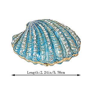 QIFU Hand Painted Enameled Shell Style Decorative Hinged Jewelry Trinket Box Unique Gift for Home Decor