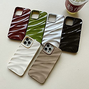 Sayoaho Water Ripple Pattern Compatible for iPhone 13 Pro Max Phone Case,Cute Luxury Wave Shape Case for Women & Men, Soft TPU Shockproof Protective Cover for iPhone 13 Pro Max 6.7''-White