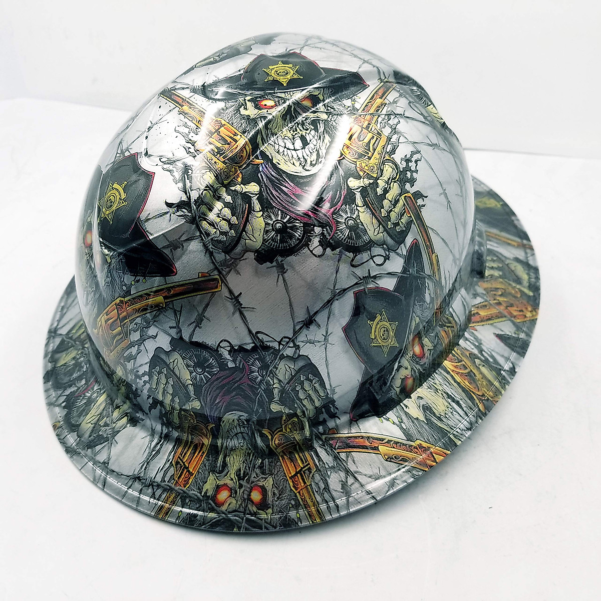 Wet Works Imaging Customized Pyramex Full Brim DIRTY DIRTY HARRY HARD HAT with Ratcheting Suspension CUSTOM LIDS CRAZY SICK CONSTRUCTION PPE