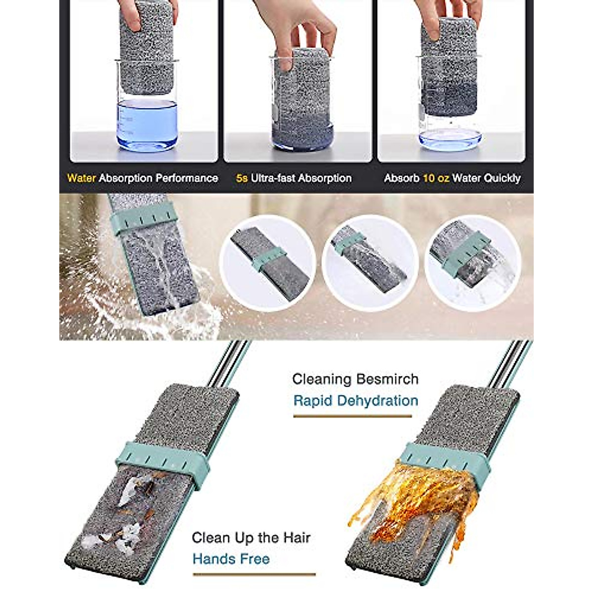 Microfiber Mop for Floor Cleaning-AYOTEE Hand Free Self Wringing Cleaning Floor Mop with 3 Washable Mop Pads, Dust Mop with 30pcs Floor Cleaning Slice