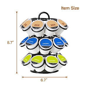 K Cup Holder, Keurig Pod Holder K Cup Organizer, ZECENN Coffee Pod Carousel for K-cup Coffee Pods Storage Rack Compatible with Keurig Pods and Dolce Gusto, Holds 27 Coffee Pods, 360-Degrees Rotating, Sturdy Metal, No Assembly Required -Black