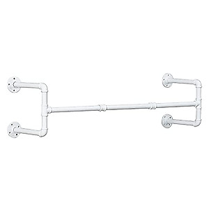 Industrial Pipe Clothes Racks, Wall Mounted Garment Racks, Space-Saving Display Hanging Clothing Racks, Heavy Duty Steampunk Detachable Multi-Purpose Hanging Rod for Closet Storage, Black (White)