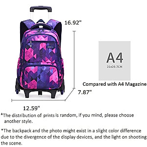 ETAISHOW Boys Girls Rolling Backpack Primary Schoolbag Galaxy-Print Kids Luggage Wheeled Rucksack with 6 Wheels