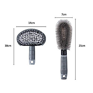 Aaskuu 2 Pcs Steel and Alloy Wheel Cleaning Brush, Rim Cleaner for Your Car, Motorcycle or Bicycle Tire Brush Washing Tool