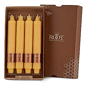 Root Candles Unscented Timberline Collenette 9-Inch Dinner Candles, Box of 4, Butterscotch