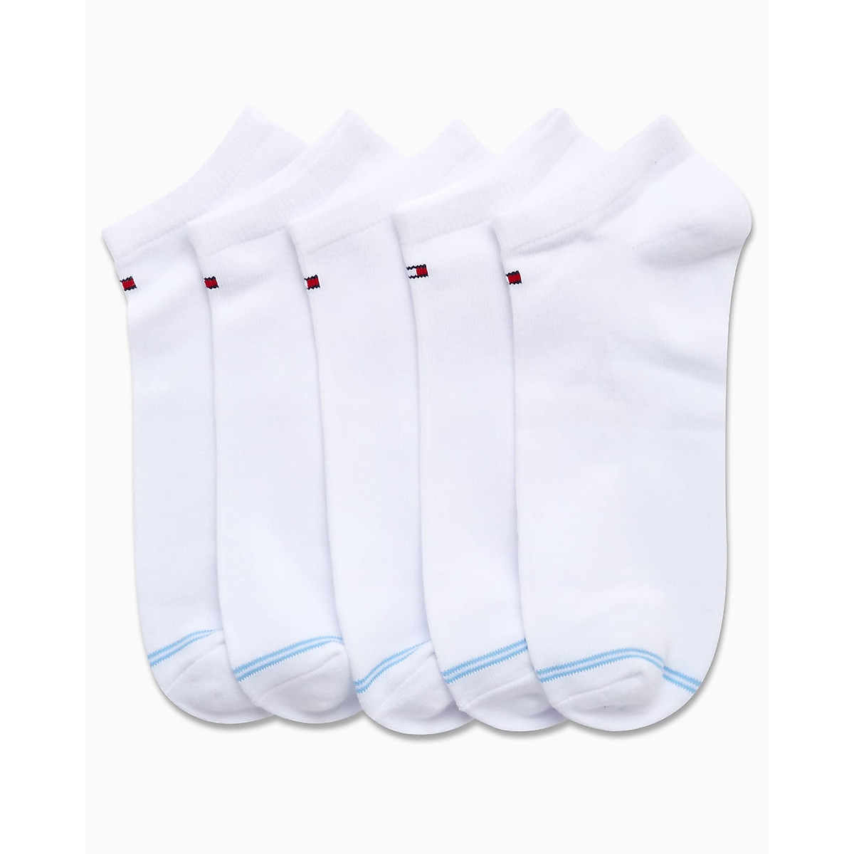 Tommy Hilfiger Men's 5 Pair Casual Liner Sockshosiery, white, Shoe Size 7-12